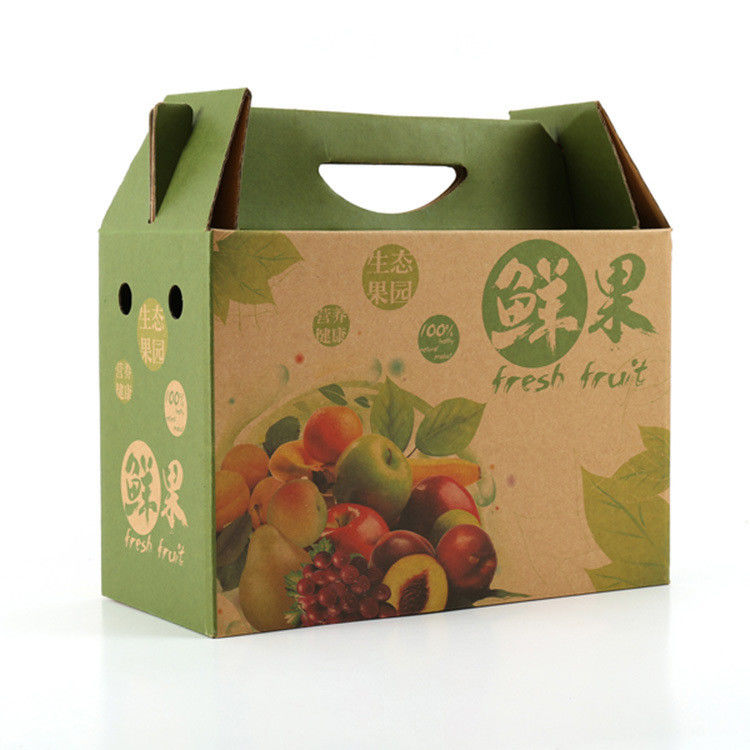 Brown Strong Single Wall Corrugated Box Fruits Packaging With Artwork ...